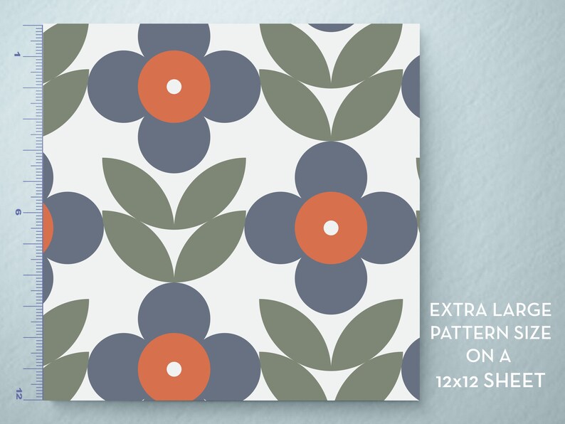 Scandinavian Blue Flower Craft Vinyl, HTV, Indoor Vinyl, Printed Vinyl ...