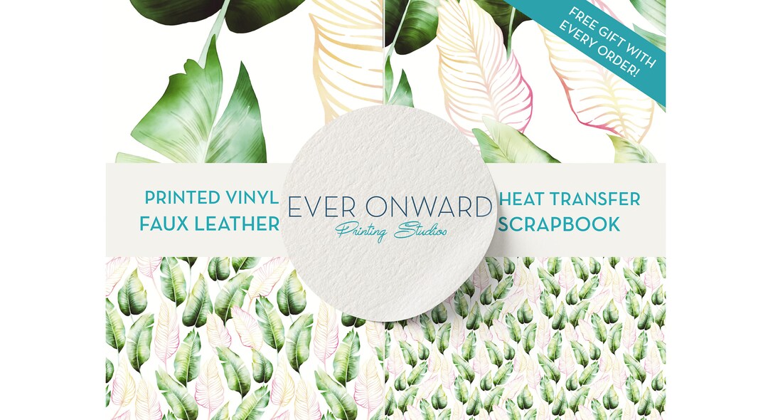 Colorful Tropical Leaves Vinyl, HTV, Indoor Vinyl, Printed Vinyl ...