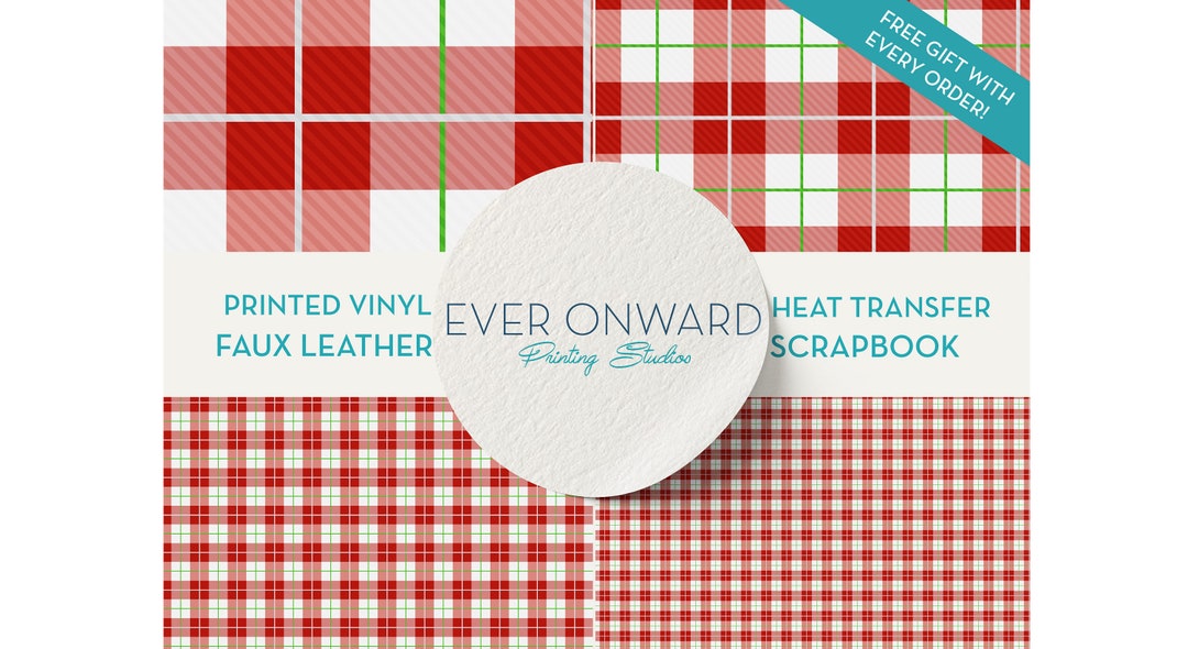 Red and White Christmas Plaid Vinyl, HTV, Indoor Vinyl, Printed Vinyl ...