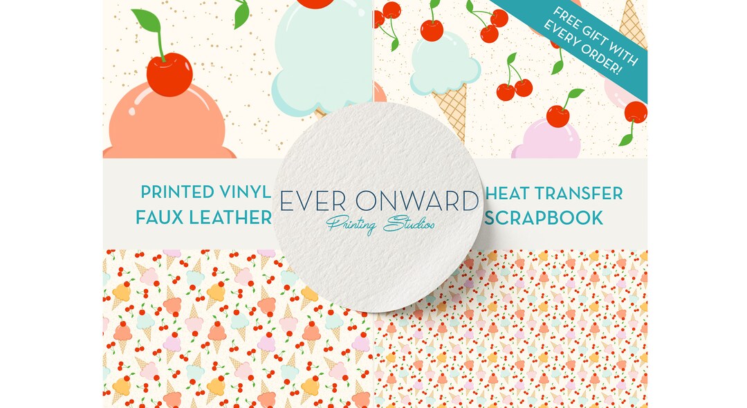 Ice Cream Cone Craft Vinyl, HTV, Indoor Vinyl, Printed Vinyl, Patterned ...