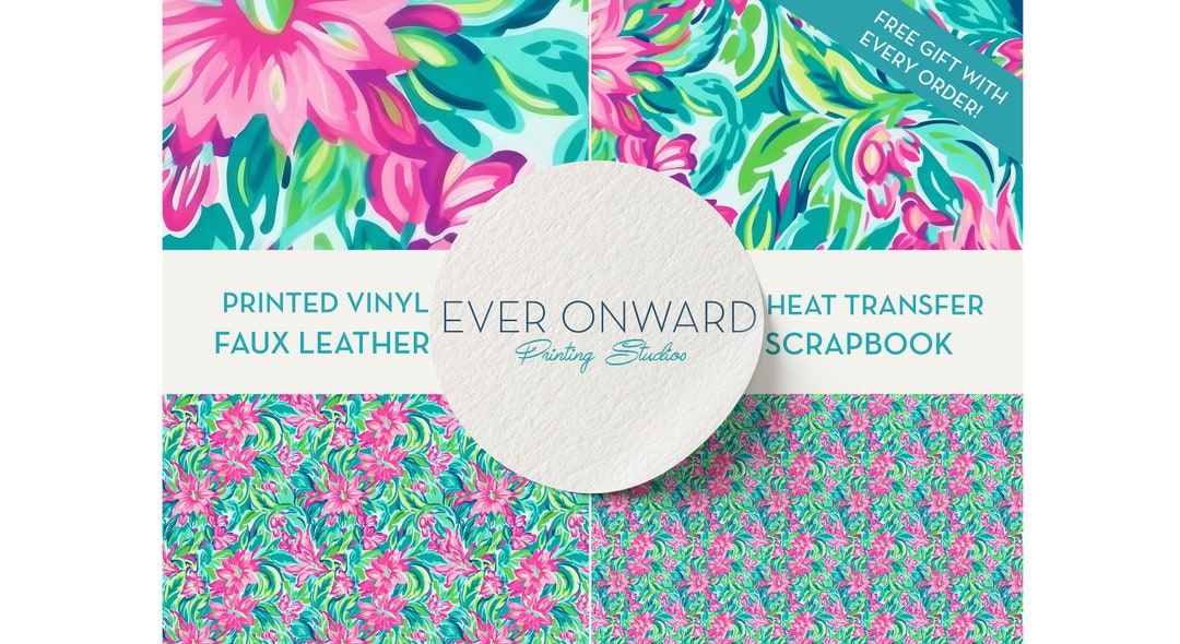 Pink and Teal Floral Vinyl, HTV, Indoor Vinyl, Printed Vinyl, Patterned ...