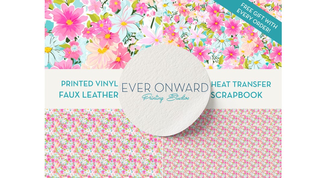 Pink Flowers Vinyl, HTV, Indoor Vinyl, Printed Vinyl, Patterned Vinyl ...