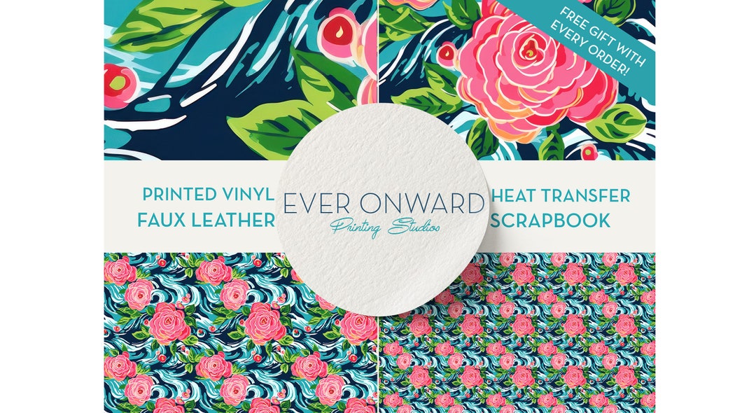 Ocean Waves and Pink Flowers Vinyl, HTV, Indoor Vinyl, Printed Vinyl ...