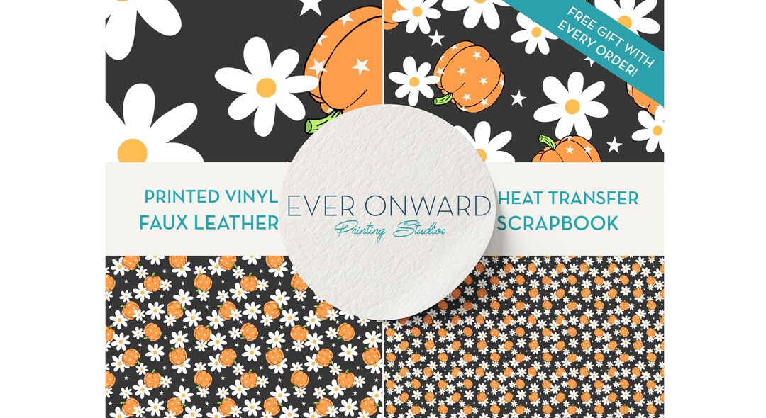 Pumpkins & Daisies Vinyl, HTV, Indoor Vinyl, Printed Vinyl, Patterned ...