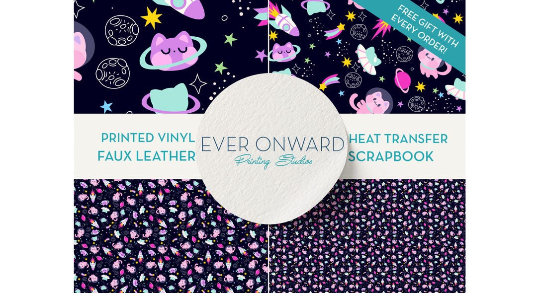 Cute Cats in Space Vinyl, HTV, Indoor Vinyl, Printed Vinyl, Patterned ...
