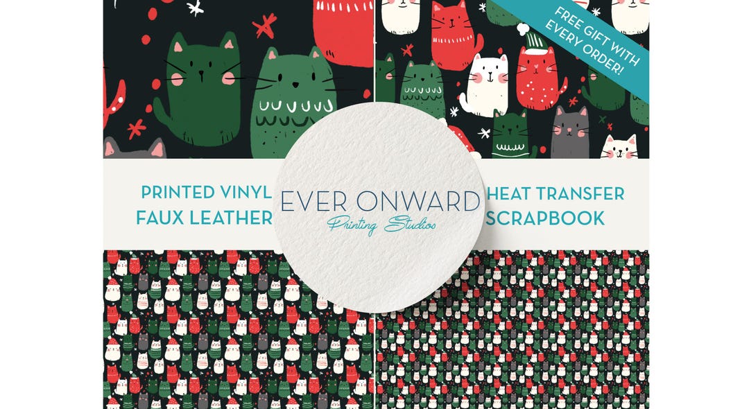 Kawaii Christmas Cats Vinyl, HTV, Indoor Vinyl, Printed Vinyl ...