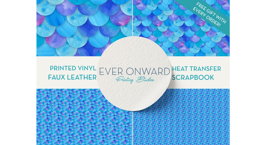 Blue Mermaid Scales Vinyl, HTV, Indoor Vinyl, Printed Vinyl, Patterned ...