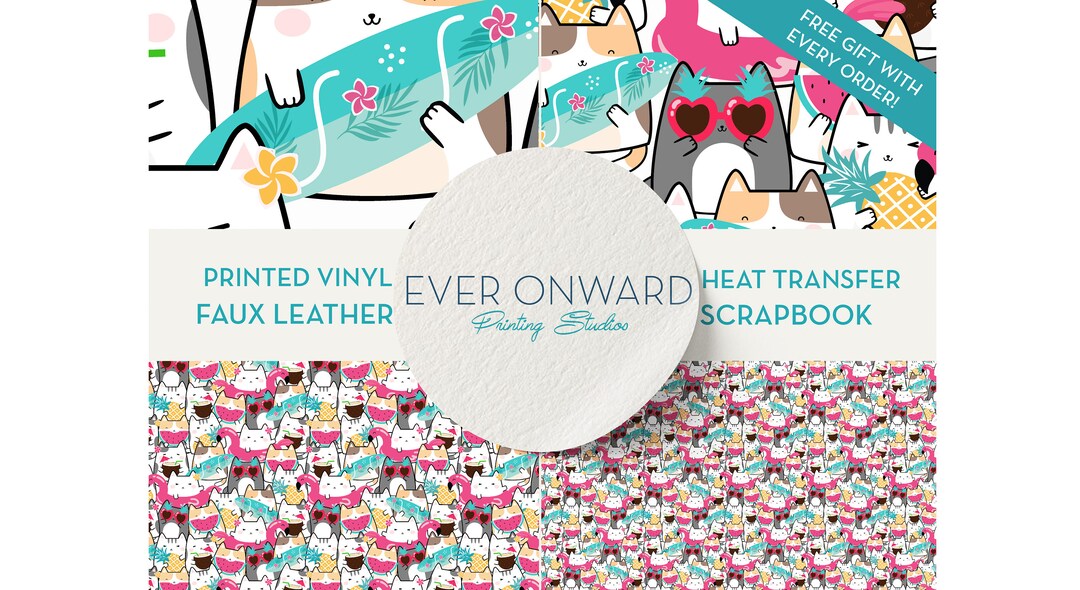 Cute Cats and Watermelon Vinyl, HTV, Indoor Vinyl, Printed Vinyl ...