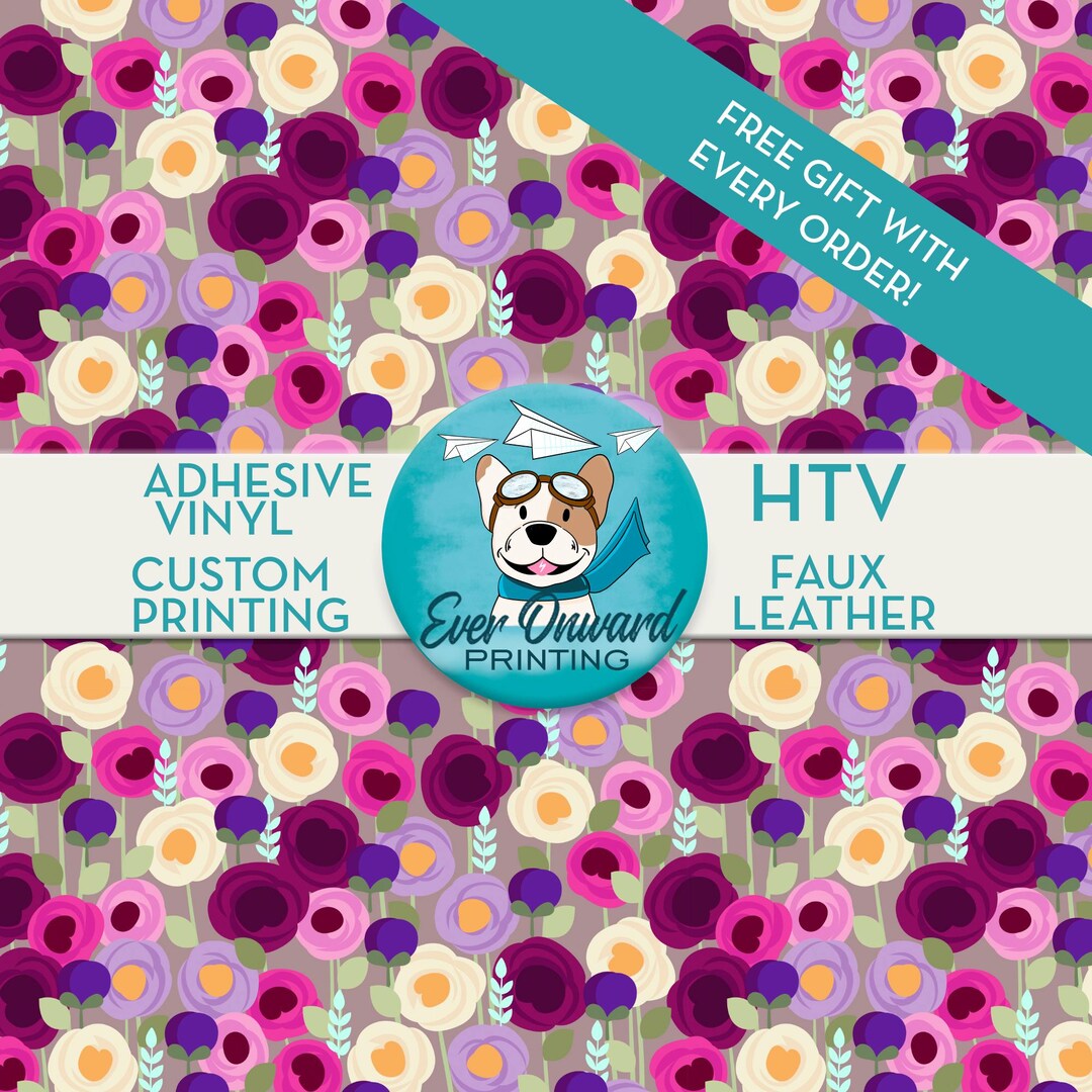 Purple Pansy Vinyl, HTV, Indoor Vinyl, Printed Vinyl, Patterned Vinyl ...