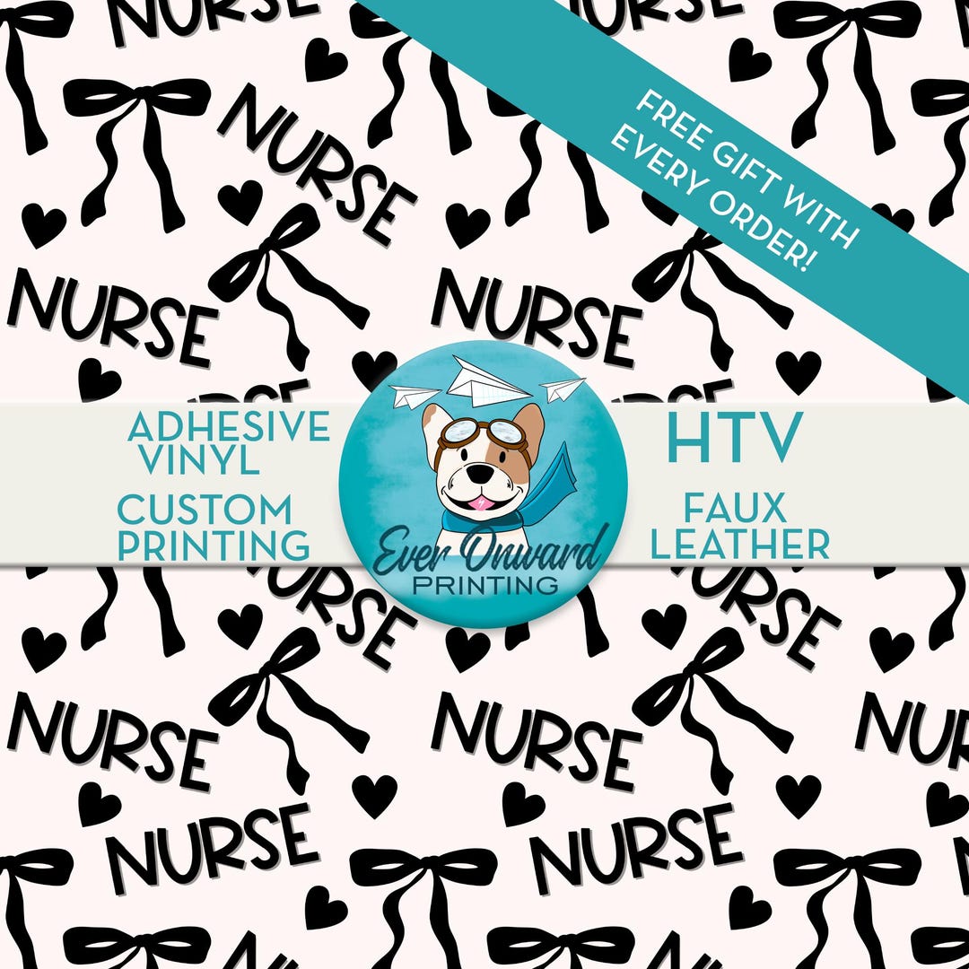 Nurse Bow Vinyl, HTV, Indoor Vinyl, Printed Vinyl, Patterned Vinyl ...