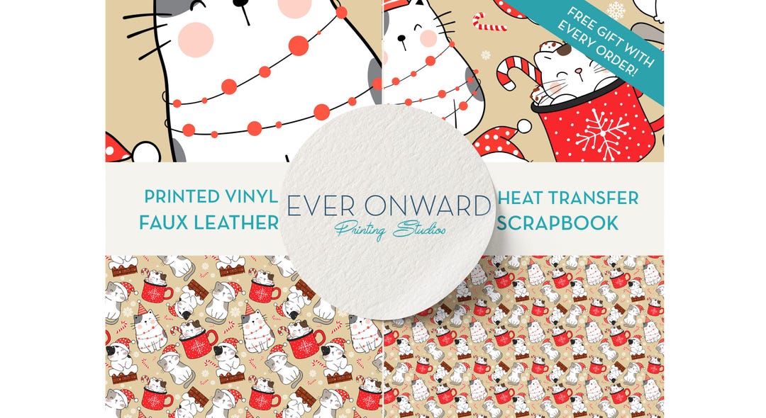Christmas Kitties Vinyl, HTV, Indoor Vinyl, Printed Vinyl, Patterned ...