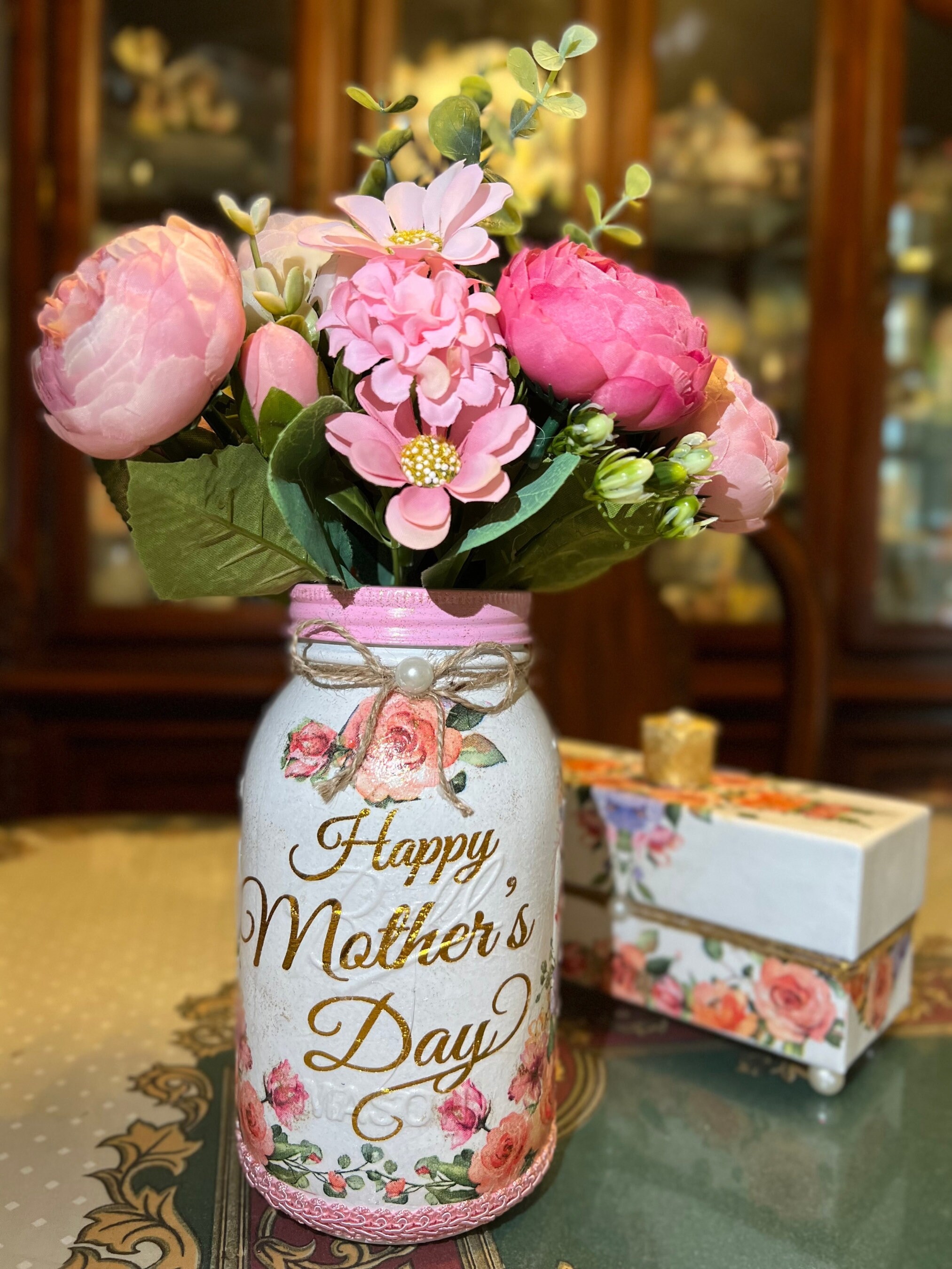 Mason Jar Decor Farmhouse Vase Decor Floral Centerpiece Mothers Day ...