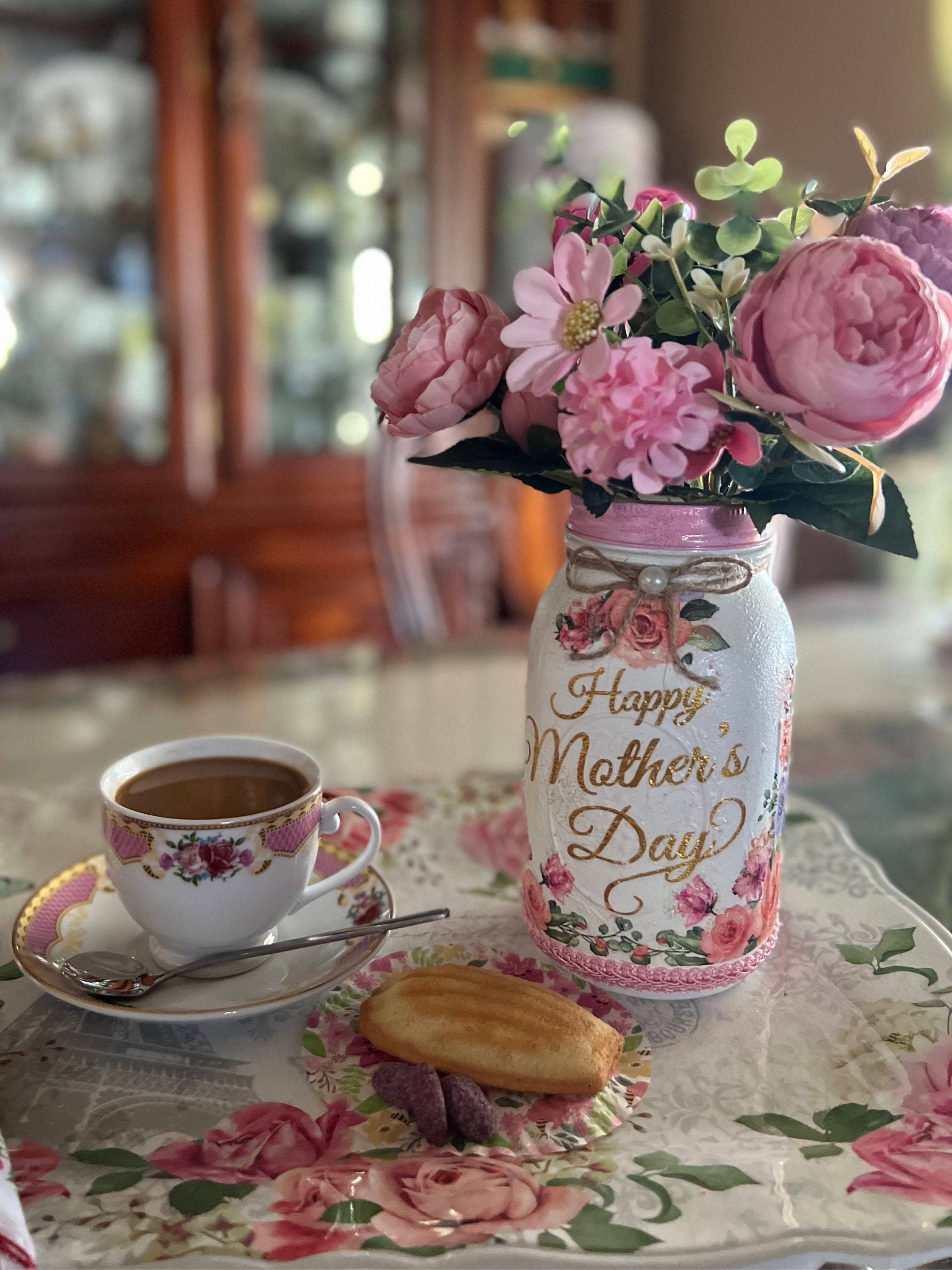 Mason Jar Decor Farmhouse Vase Decor Floral Centerpiece Mothers Day ...