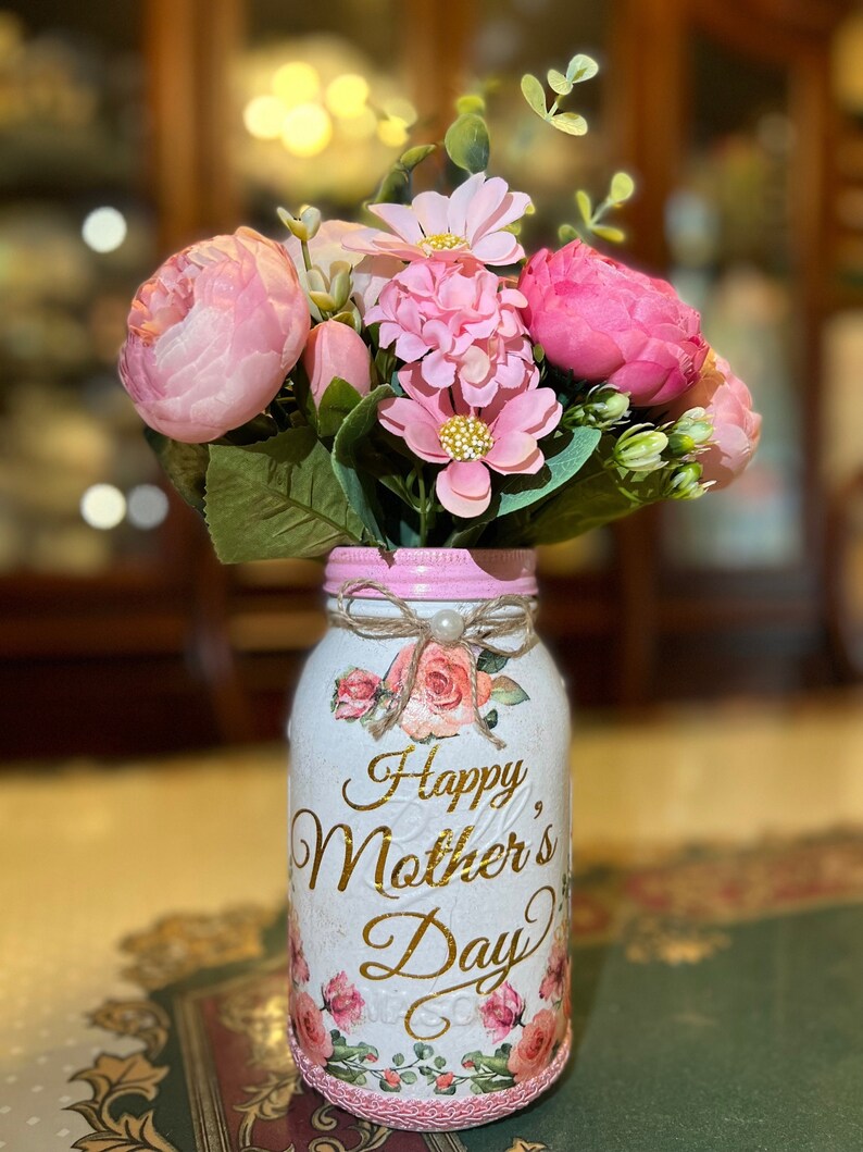 Mason Jar Decor | Farmhouse Vase Decor | Floral Centerpiece | Mothers ...