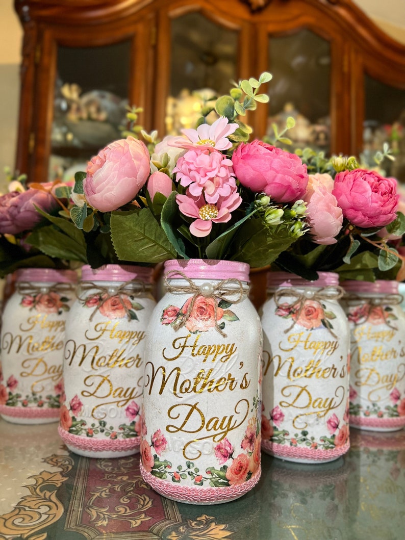 Mason Jar Decor Farmhouse Vase Decor Floral Centerpiece Mothers Day ...