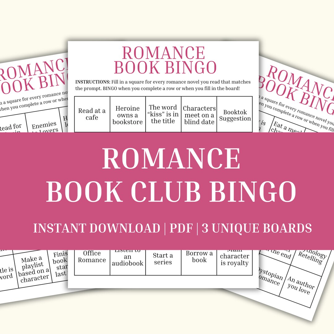 Romance Novel Book Bingo Printable Reading Activity, Fun Idea for Book ...