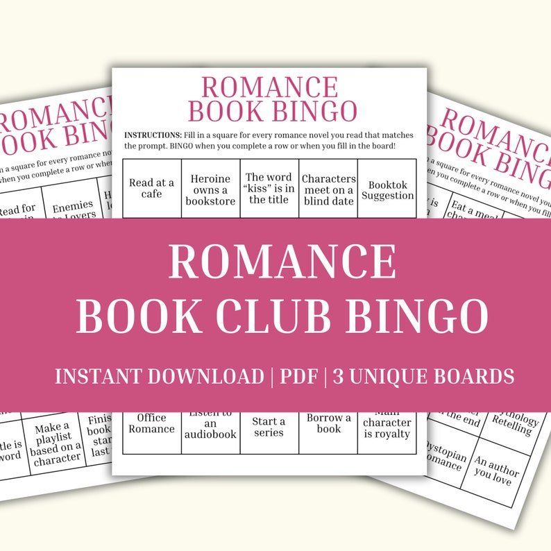 Romance Novel Book Bingo Printable Reading Activity, Fun Idea for Book ...