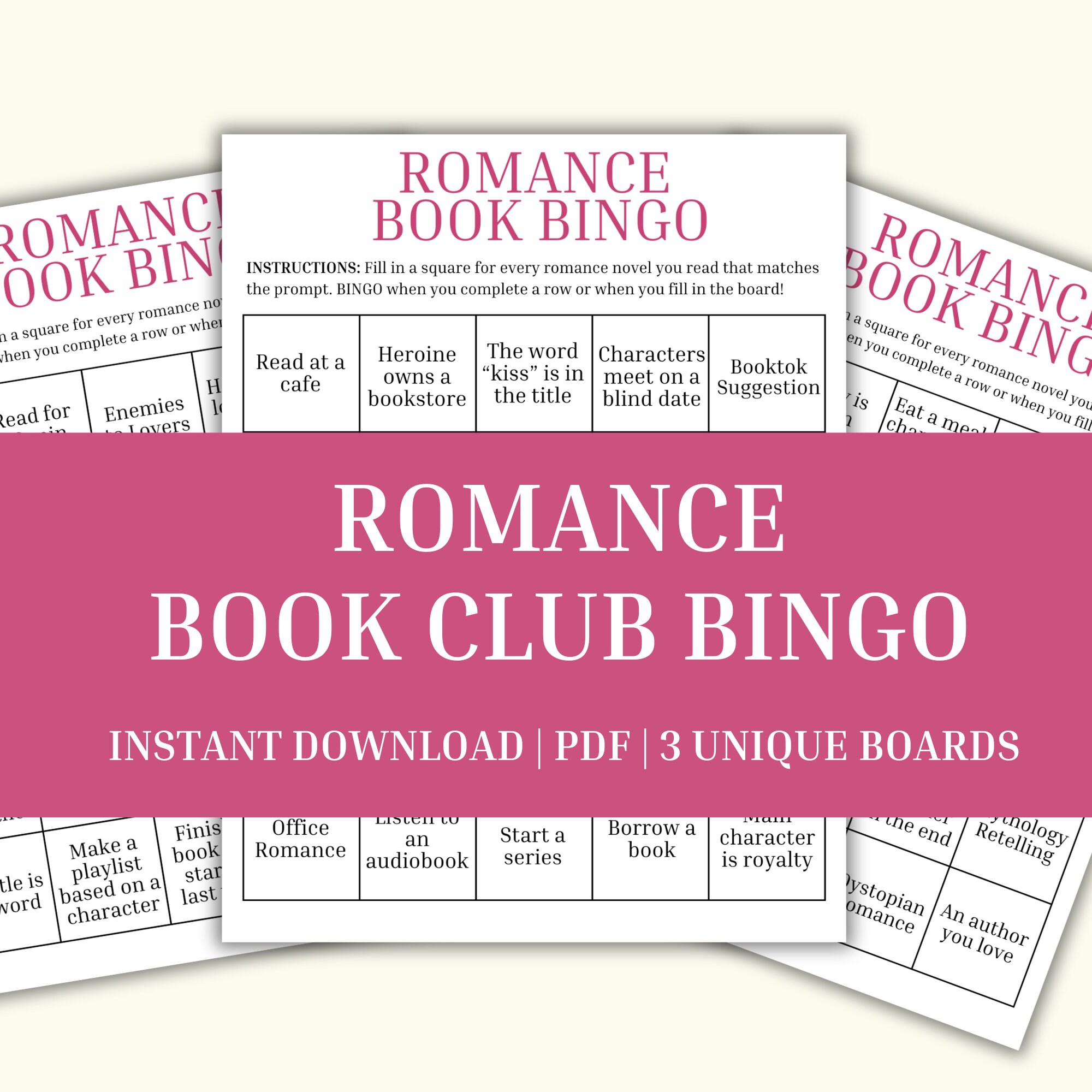 Romance Novel Book Bingo Printable Reading Activity, Fun Idea for Book ...