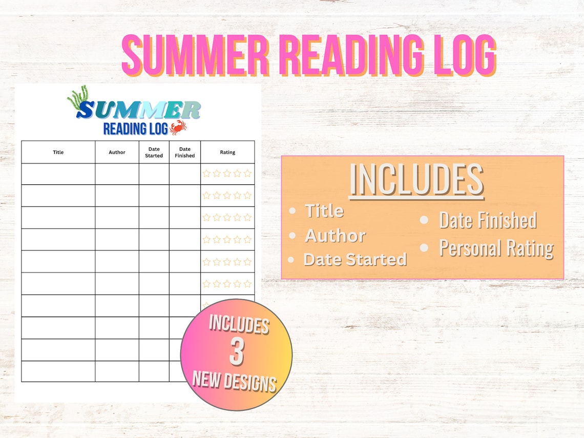 Summer Reading Logs for Kids Colorful Reading Log Book Tracker for Kids ...