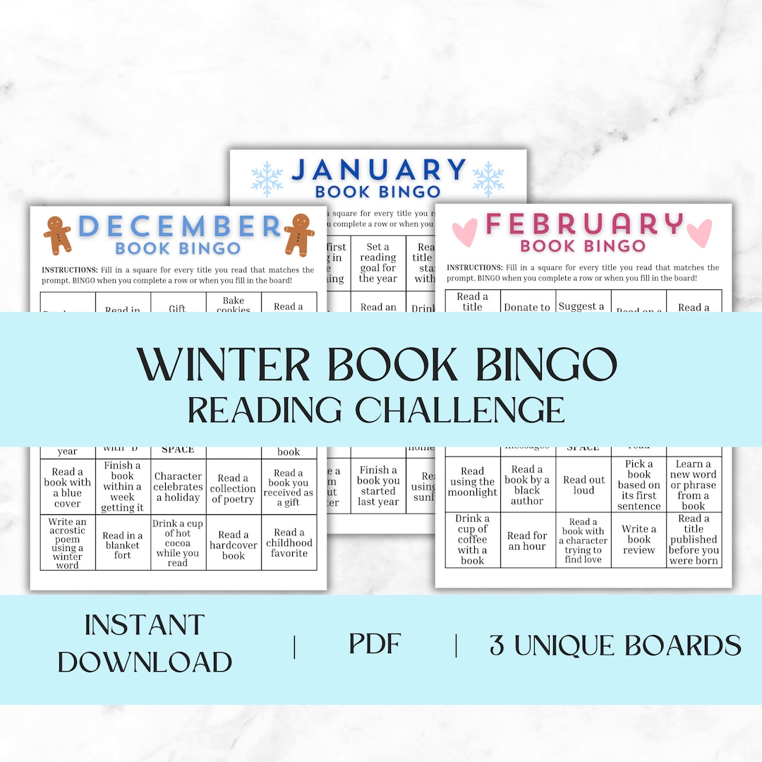 Winter Book Bingo Printable Reading Activity, 2024 Reading Challenge ...