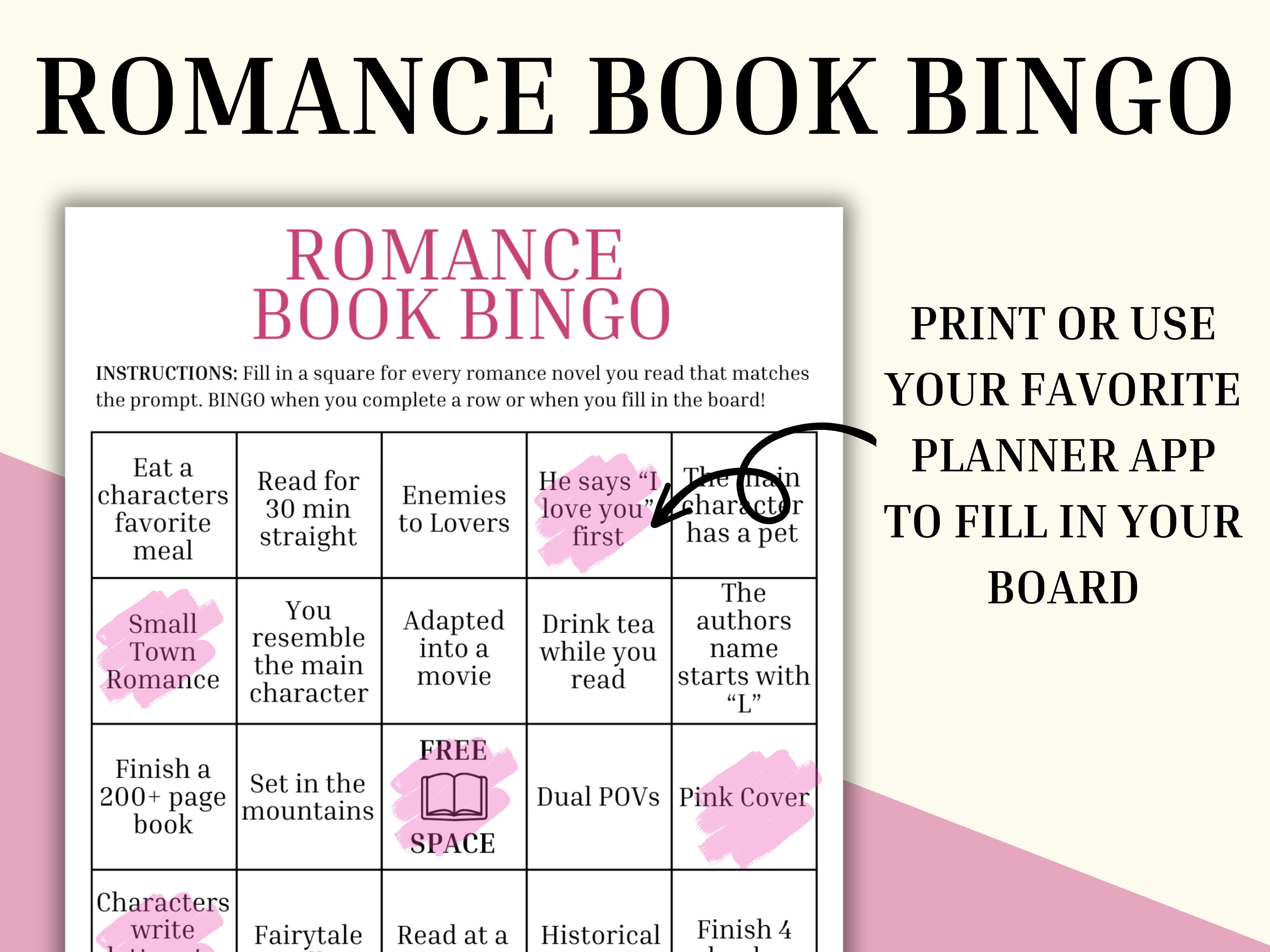 Romance Novel Book Bingo Printable Reading Activity, Fun Idea for Book ...