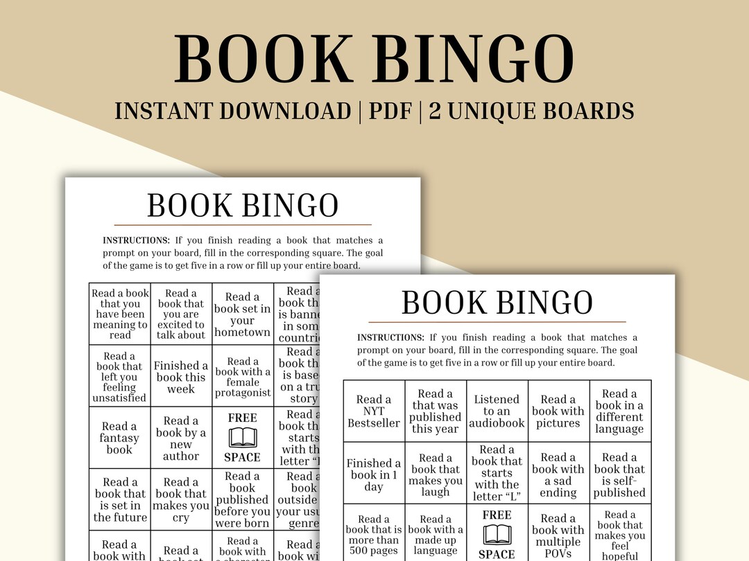 Book Bingo Printable Reading Activity Fun Idea for Book Club - Etsy