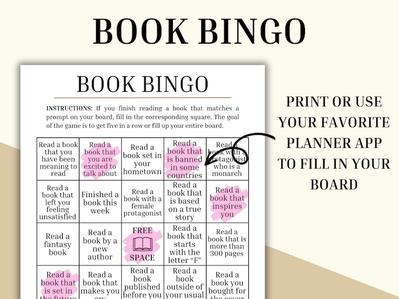 Book Bingo Printable Reading Activity, Fun Idea for Book Club ...