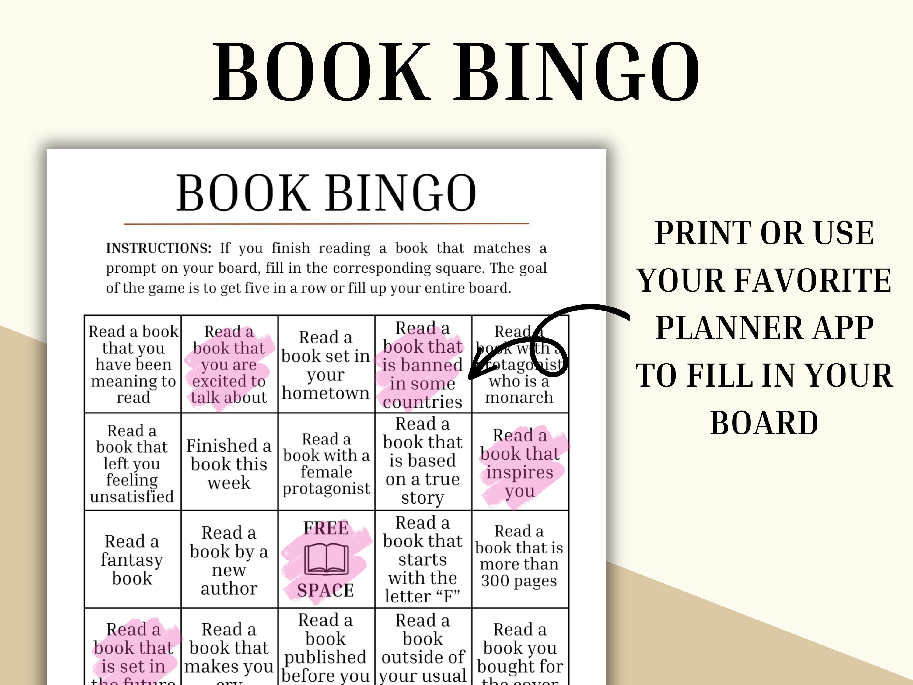 Book Bingo Printable Reading Activity, Fun Idea for Book Club ...