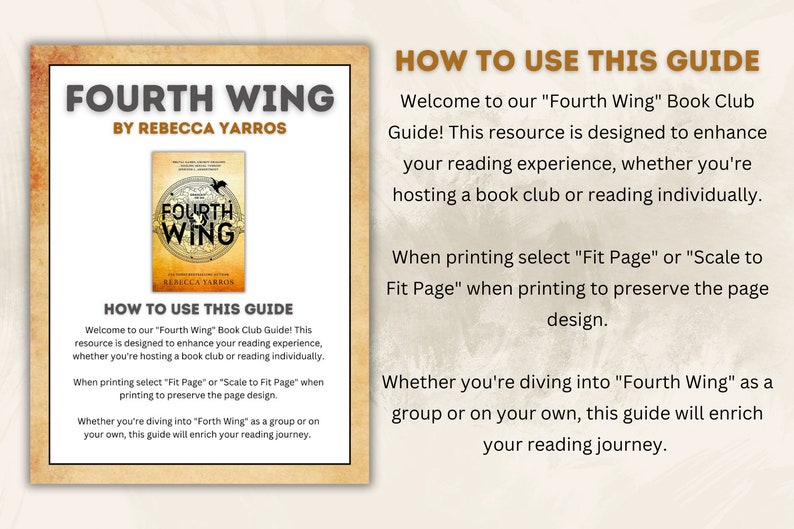 Fourth Wing Book Club Discussion Guide (printable) - Etsy
