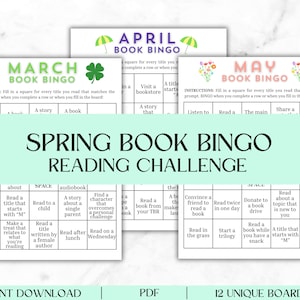 Monthly Book Bingo Printable Reading Activity, 2025 Reading Challenge ...