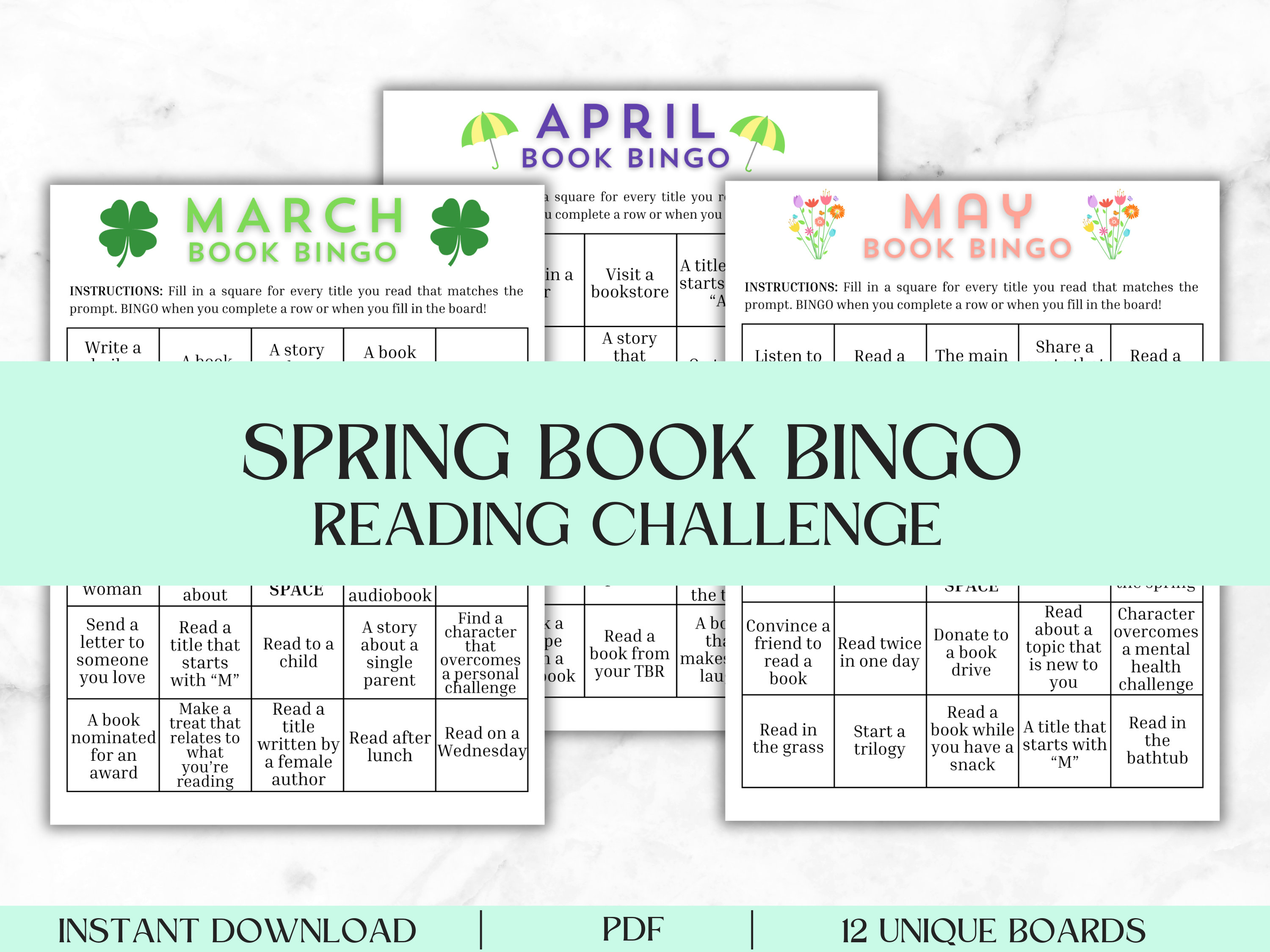 Monthly Book Bingo Printable Reading Activity, 2024 Reading Challenge ...