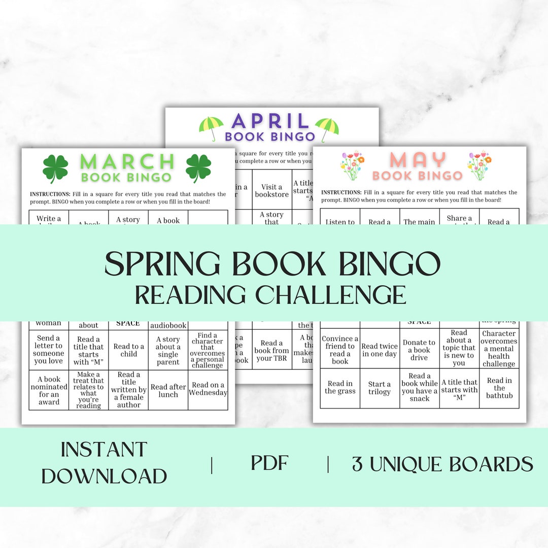 Spring Book Bingo Reading Challenge, Printable Game (PDF Download) - Etsy
