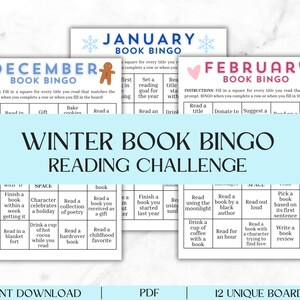 Monthly Book Bingo Printable Reading Activity, 2025 Reading Challenge ...