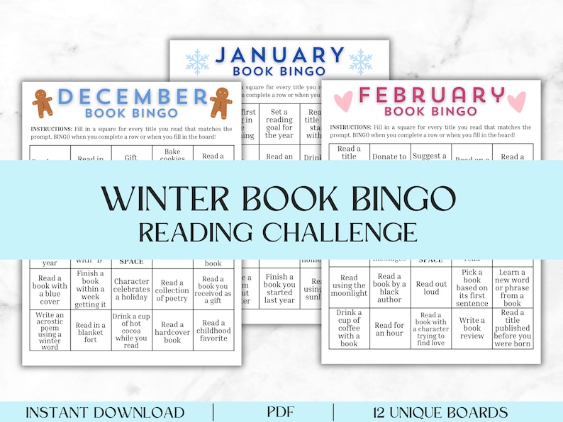 Monthly Book Bingo Printable Reading Activity, 2024 Reading Challenge ...
