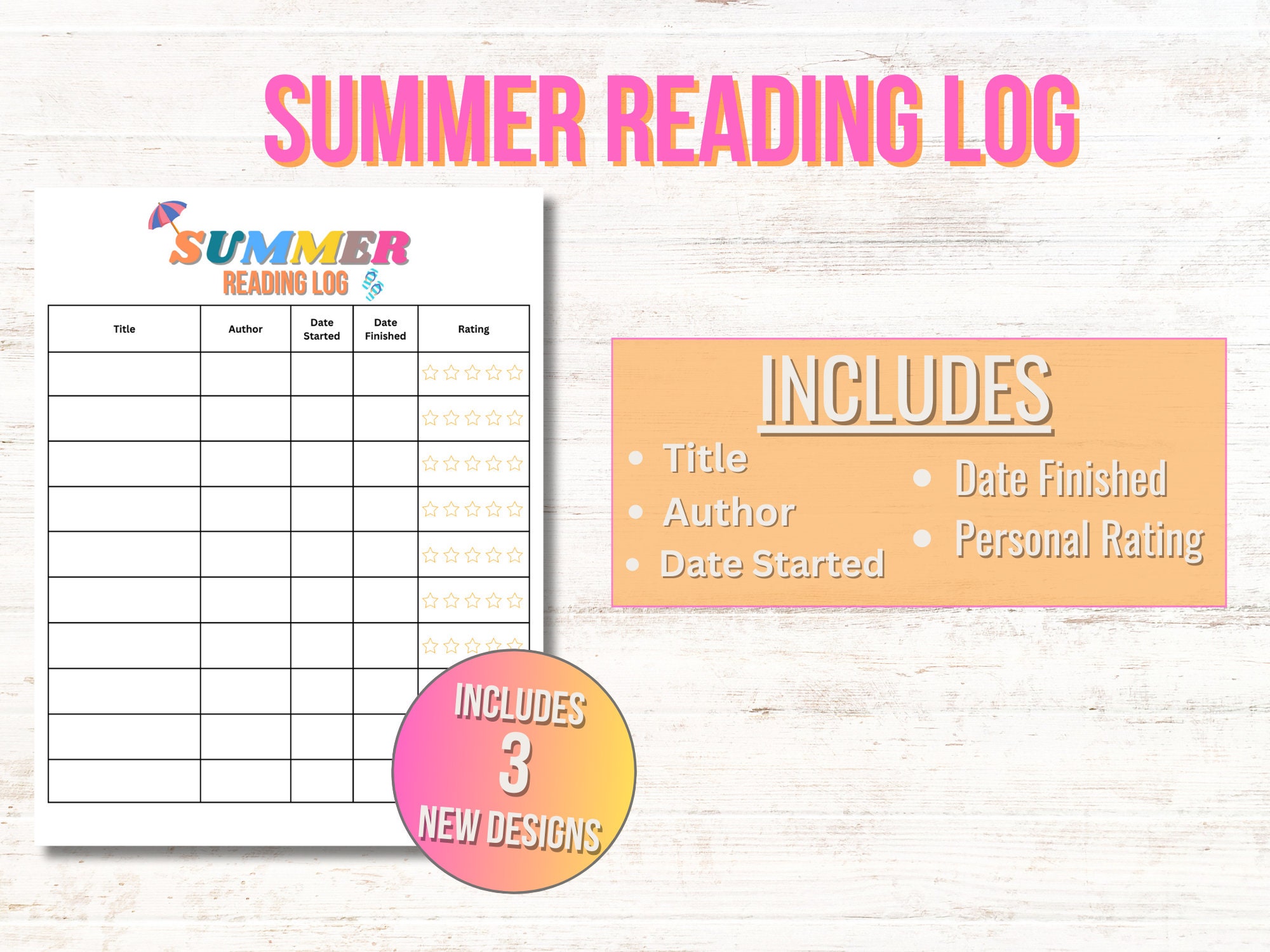 Summer Reading Logs for Kids Colorful Reading Log Book Tracker for Kids ...