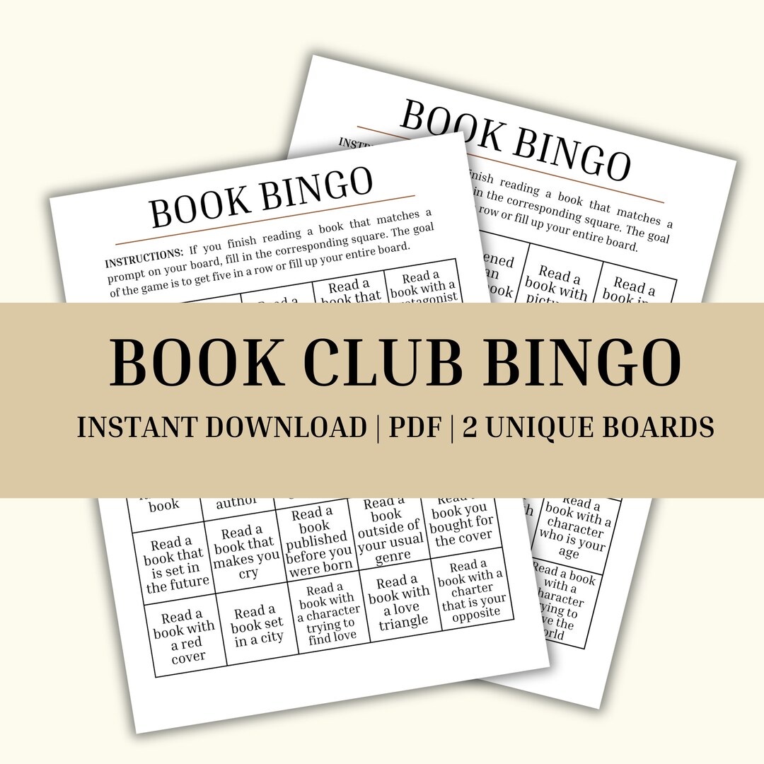 Book Bingo Printable Reading Activity, Fun Idea for Book Club ...