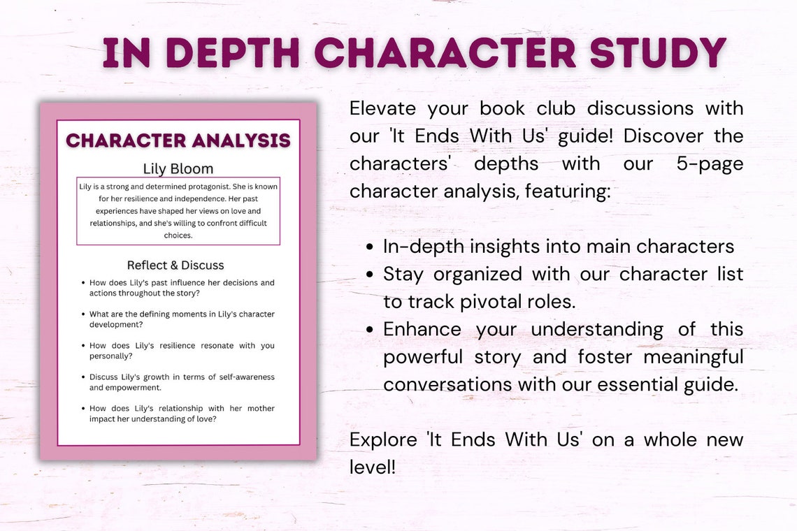 It Ends With Us by Colleen Hoover, Book Club Discussion Guide Printable ...