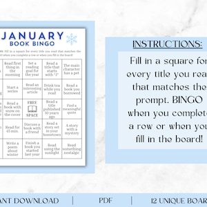 Monthly Book Bingo Printable Reading Activity, 2025 Reading Challenge ...