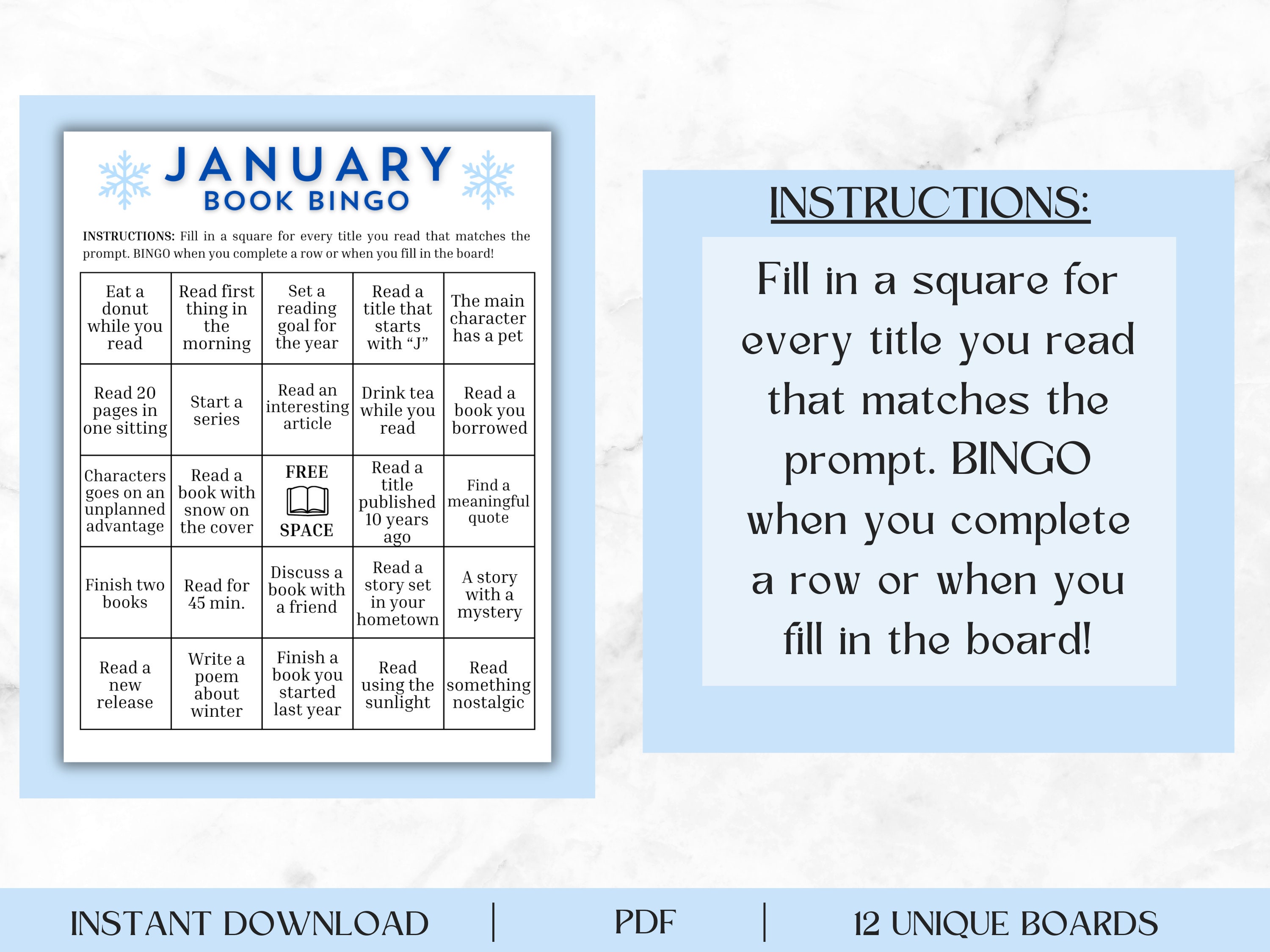 Monthly Book Bingo Printable Reading Activity, 2025 Reading Challenge, Yearly Reading Tracker ...