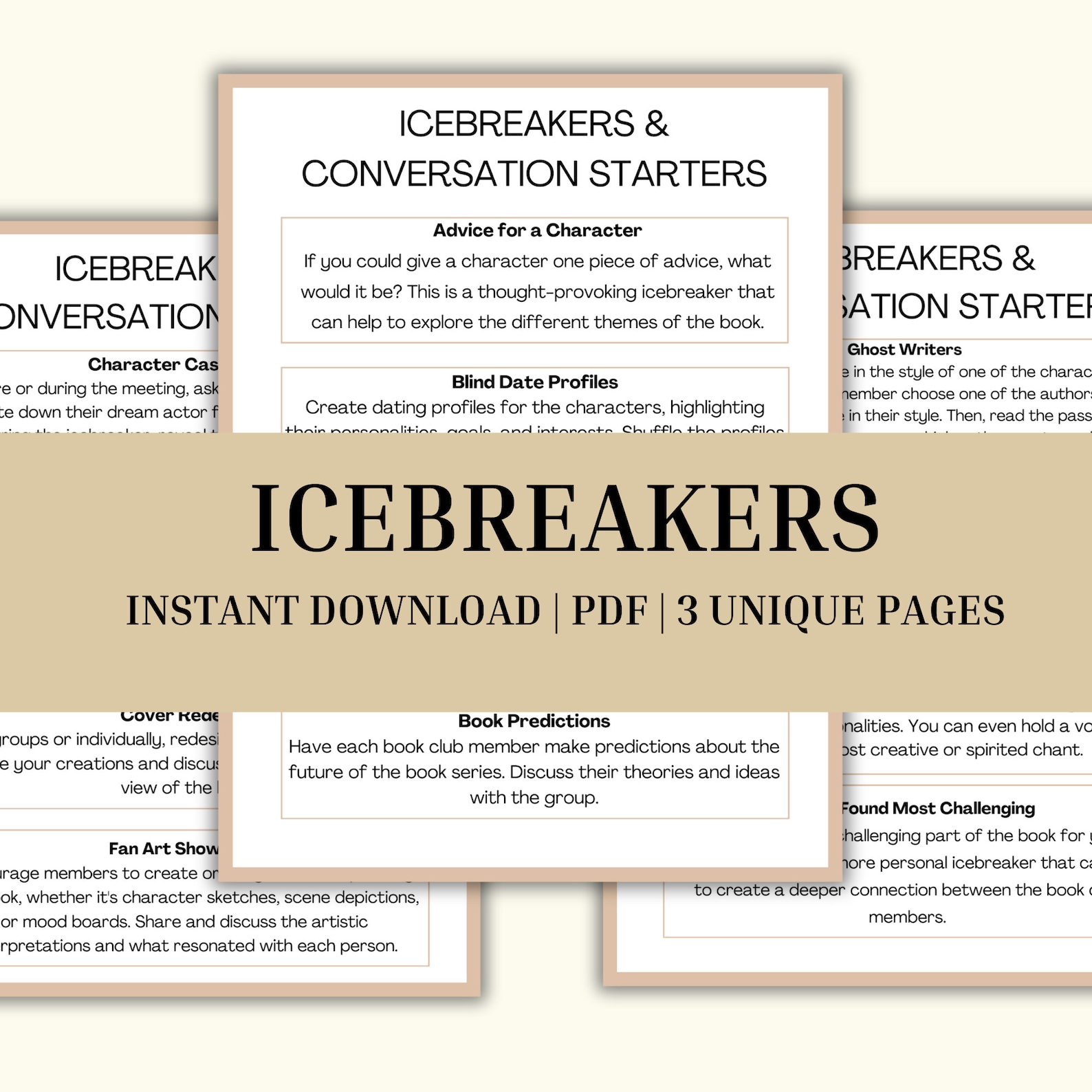 Printable Book Club Activity Guide, Book Club Icebreakers and Games ...