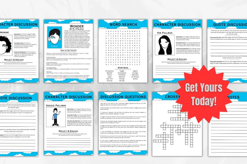 Wonder by R J Palacio, Children's Book Club Discussion Guide, Reading ...