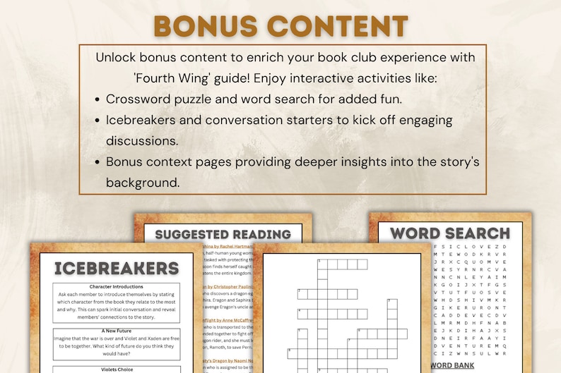 Fourth Wing by Rebecca Yarros, Book Club Discussion Guide Printable ...