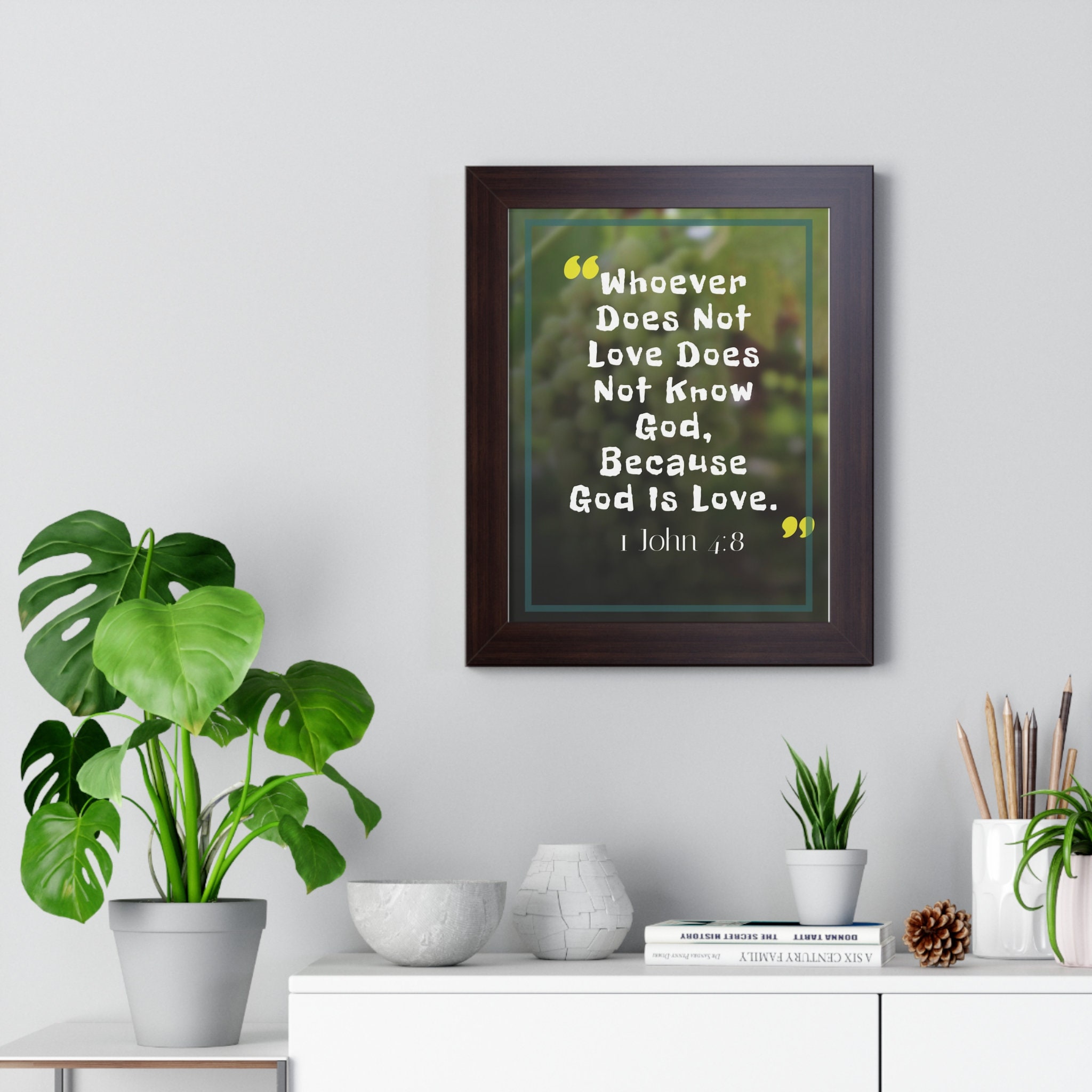 God is Love, 1 John 4:8, Bible Verse, Christian Wall Art, Framed Faith ...