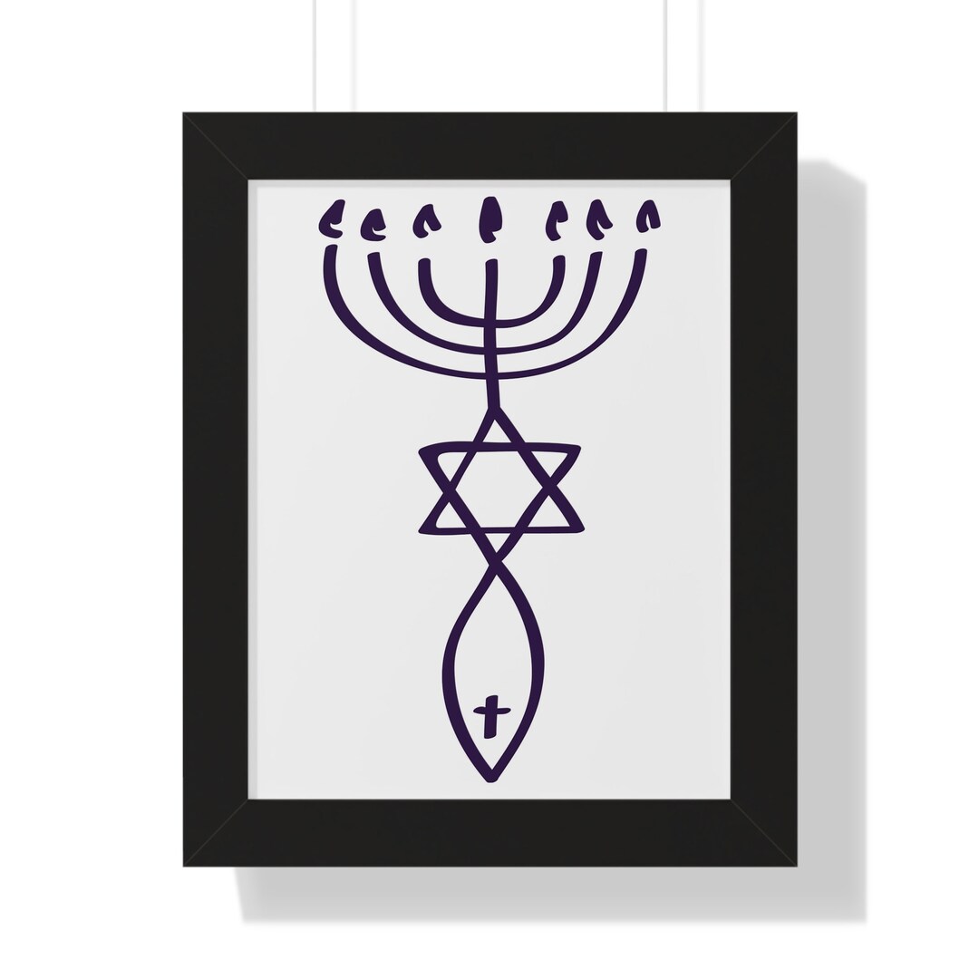 Messianic Symbol, Hebrew Roots Framed Poster, Gospel of Yeshua, Menorah ...