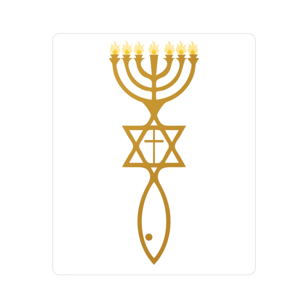 Gold Messianic Symbol, Hebrew Roots Matte Sticker, Gospel of Yeshua ...