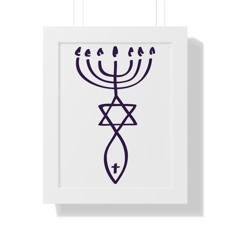 Messianic Symbol, Hebrew Roots Framed Poster, Gospel of Yeshua, Menorah ...
