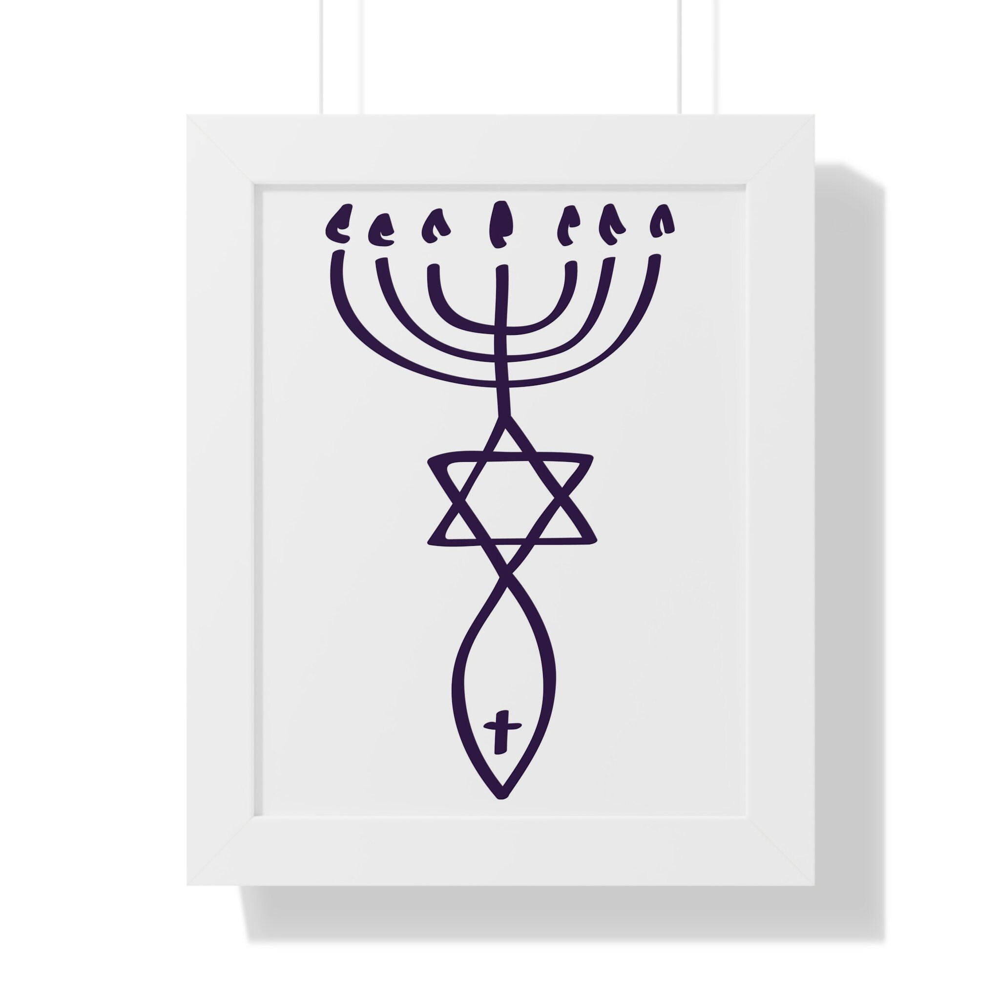 Messianic Symbol, Hebrew Roots Framed Poster, Gospel of Yeshua, Menorah ...
