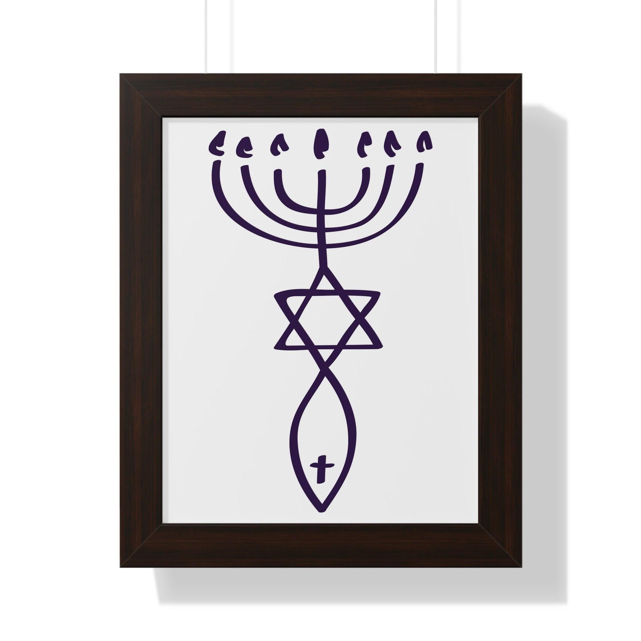 Messianic Symbol, Hebrew Roots Framed Poster, Gospel of Yeshua, Menorah ...