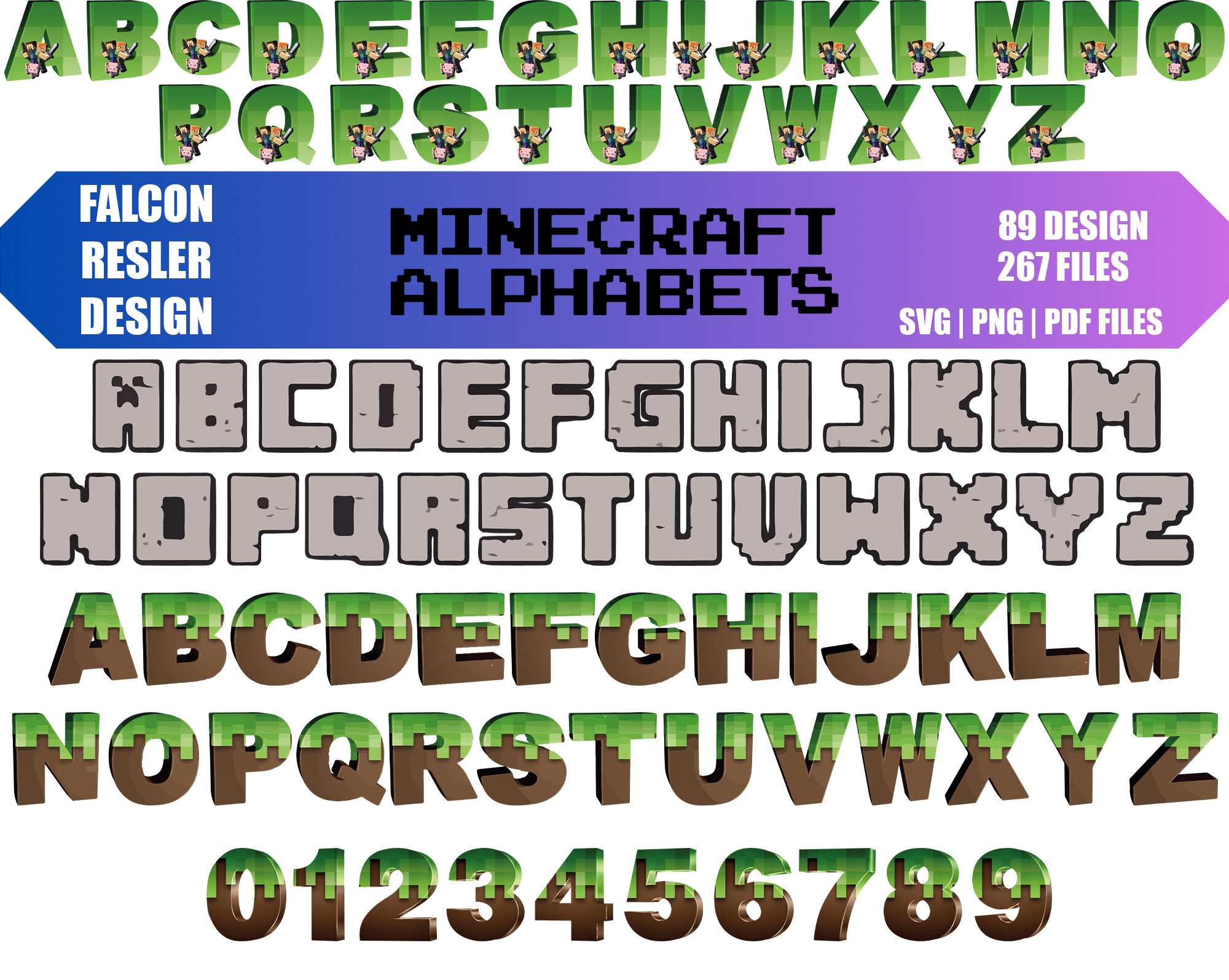 Minecraft Alphabet Bundle Game Chracters Svg-png-pdf Bundle - Etsy