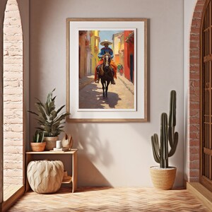 Extra Large Mexican Charro Wall Art, Rustic Earth Tone Cowboy Digital ...
